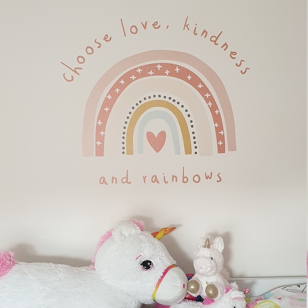 Love, Kindness and Rainbows Quote Wall Sticker, Quote Wall Decal - Etsy