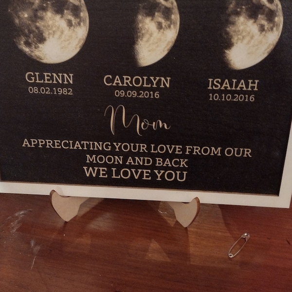 Custom Moon Phase Print Frame, Personalized Moon Phase Frame, Mother’s ...
