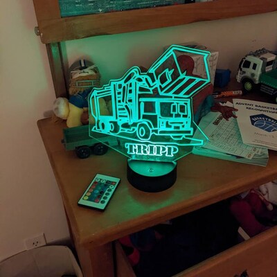 Garbage Truck Night Light, Personalized Free, LED Night Lamp, With ...