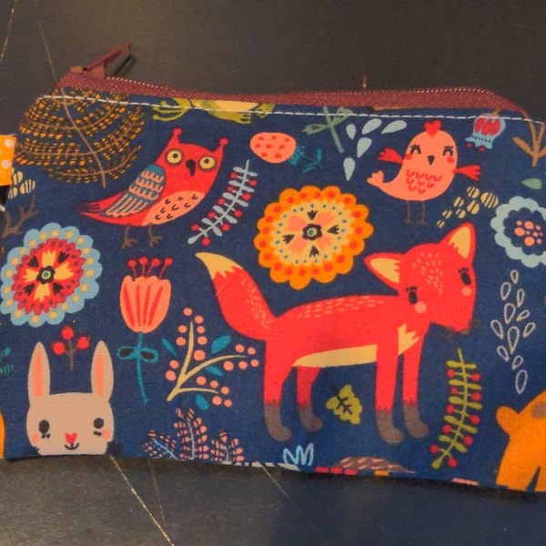 Fox Change Purse Zipper Pouch, Woodland Animal Lover Gift, Fox Zipper ...