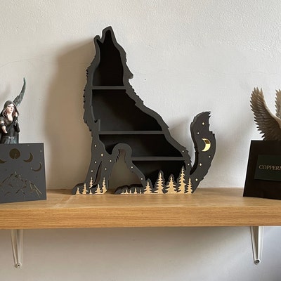 Coppermoon Handmade Wolf Shelf, Wolf Wall Art, Wolf Wall Decor, Crystal ...
