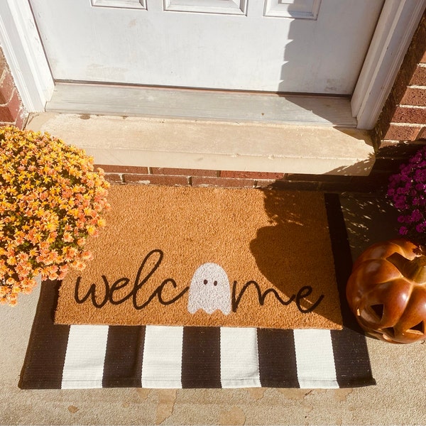 Halloween Doormat, Ghost Welcome Mat, Halloween Decor Outdoor, Boo ...