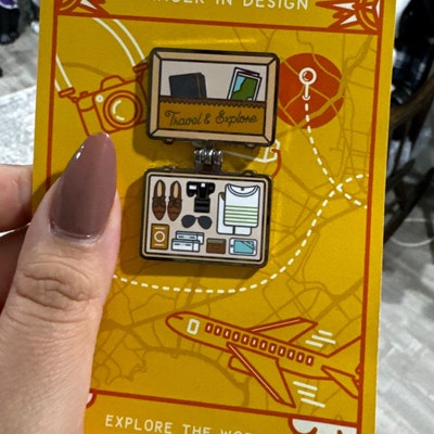 Travel & Explore Enamel Hinged Pin - Etsy