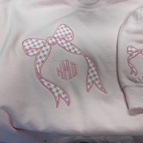 Longtail Bow Satin Stitch Applique Embroidery Design • Monogram Bow ...