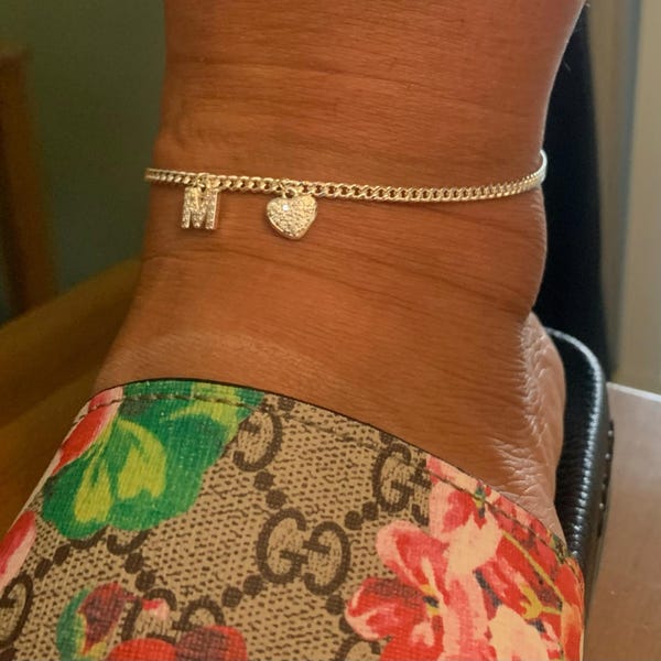 Personalized Sparkle Initial Anklet • Custom Name Anklet • Custom Ankle ...