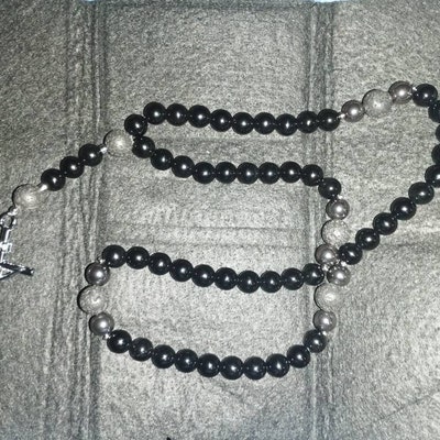 Men's Genuine Shungite Rosary, Catholic Rosaries, Prayer Necklace, Dad ...