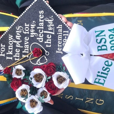 Custom Personalized Graduation Cap Topper Floral Sunflower Cover ...