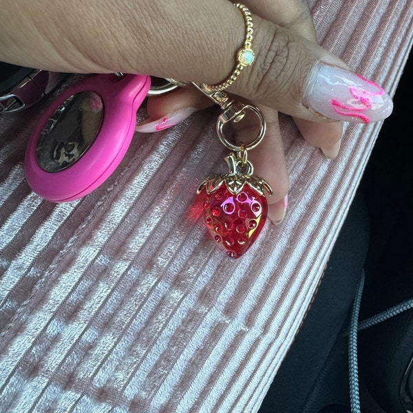 Beautiful Strawberry Heart Keychain, Keychain Accessories, Keycharm ...