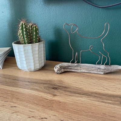 Handmade Wire Labrador on Driftwood, Home Decor, Dog Gifts, Wire Art ...