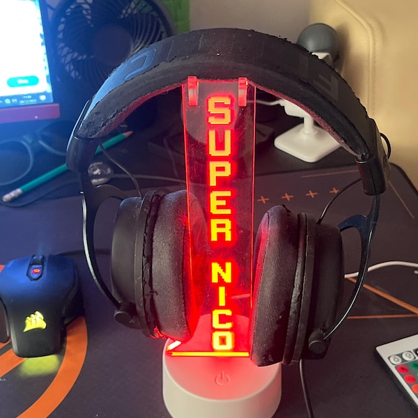 Personalized Led Headphone Stand, Streamer Headset Holder Stand ...