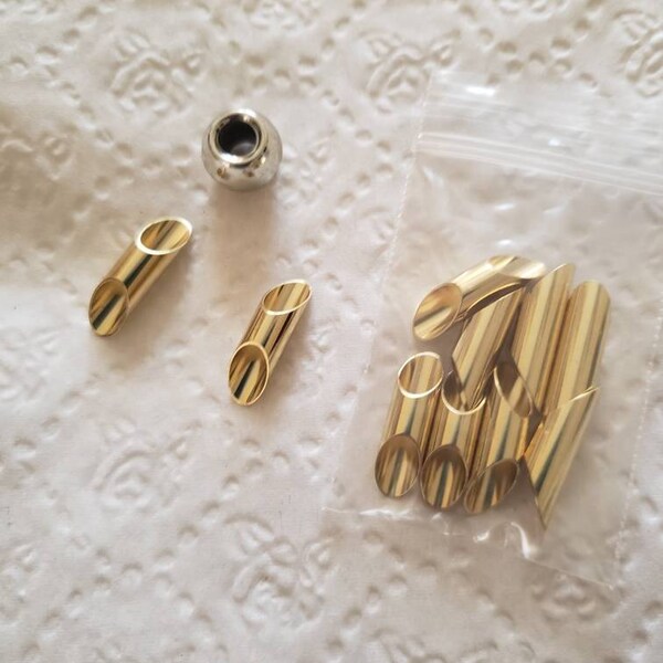 Set of 8 Gold Brass Loc Tubes, 6mm Hole, Sister Locs, Microlocs, Loc ...