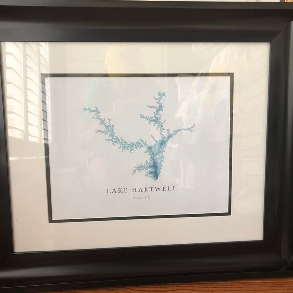 Lake Hartwell | PHOTO PRINT or CANVAS | Modern Minimalist Depth Map ...