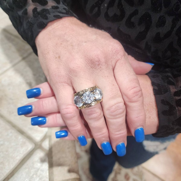 Solitaire Silver Ring, One Stone CZ Ring, Cubic Zircon Ring, Old Style ...