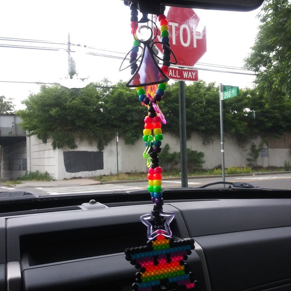 Trippy Rainbow Kandi Necklaces,uv Necklace,star Necklace,alien Necklace ...