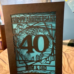 40th Birthday Card Personalised Papercut Floral Design With Flowers ...
