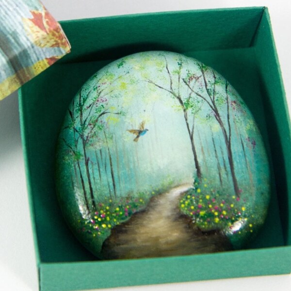 Flower Wizard original Oil Painting on a Stone by Yana Khachikyan - Etsy