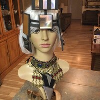 Sukah Synth Futuristische Cyborg Kopfbedeckung Halo Hut Kopfschmuck ...