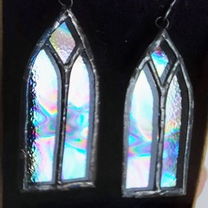 Stained Glass Window Earrings, Gothic Arch Multi Coloured Church Window ...