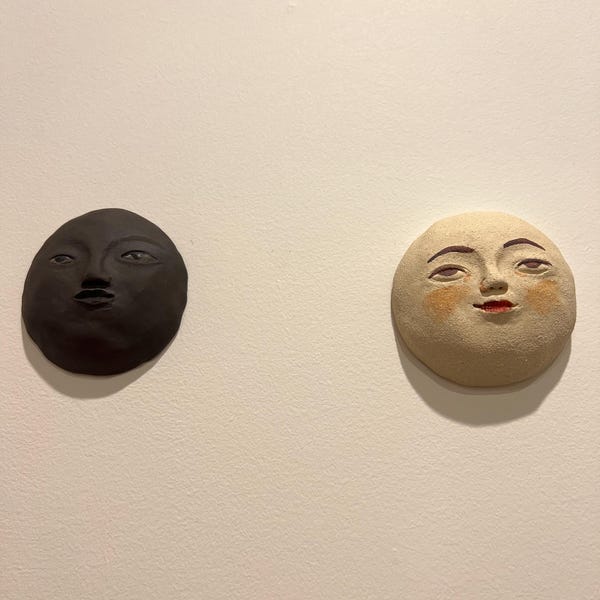 Full Moon With a Cute Face, Handmade Ceramics, Wall Decor, Lunar Accent ...
