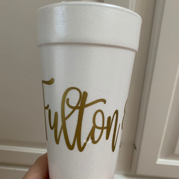 Hand Lettered Cups, Personalized, Monogrammed, Custom, Party, Foam ...