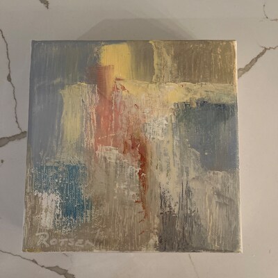 One of a Kind Original Minimalist Oil Painting, Small Framed Abstract Painting on Canvas Board ...