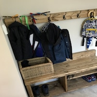 Farmhouse Shoe Rack Boot Rack Bench Solid Chunky Wood Antique Wooden ...