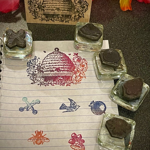 Bee Hive Rubber Stamp, Antique Bee Skep Stamp, Honey Label Stamp, Gift ...