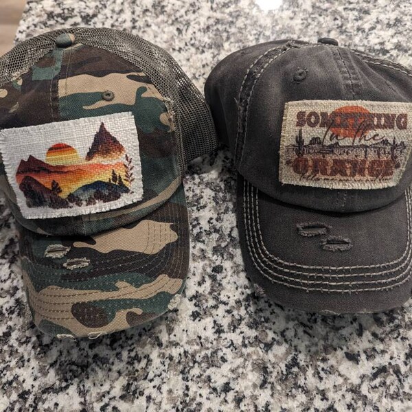 Black Trucker Hat: Take a Hike Print, High Profile Rope Cap - Etsy