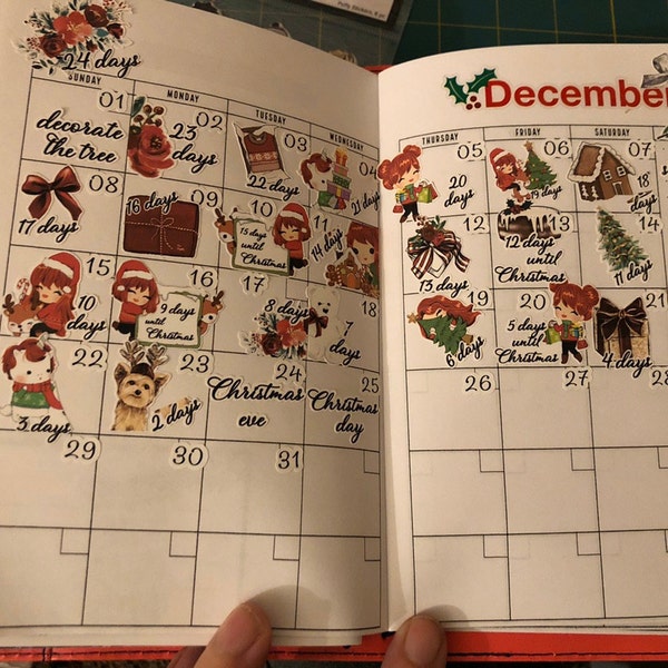 Christmas Countdown Planner Stickers Printable, Xmas Printable Deco ...