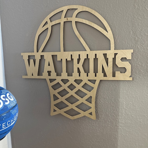Basketball Name Wood Sign, Custom Wood Sign, Wooden Name Sign ...