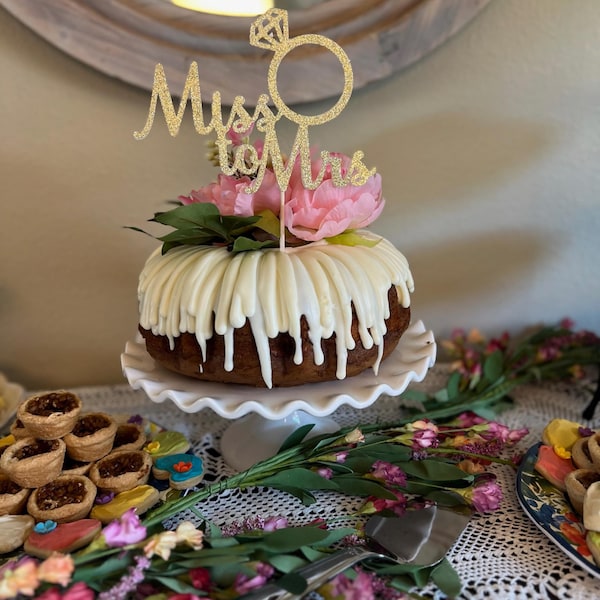 Gold Glitter Miss to Mrs Cake Topper, Bridal Shower Decor - Etsy