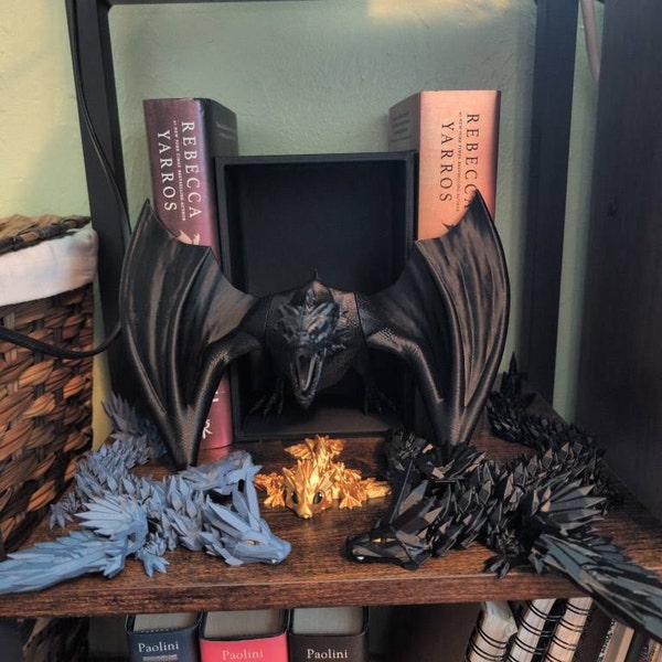 Dragon Book Nook Emerging Wyvern 3D Printed Bookshelf Decor Bookish ...
