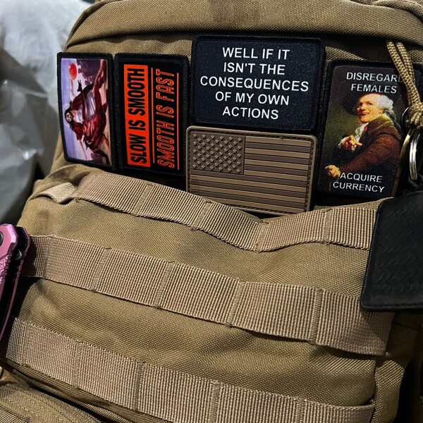 Slow is Smooth Smooth is Fast Sniper Morale Patch - Hook and Loop Backing for Backpack, Rucksack ...