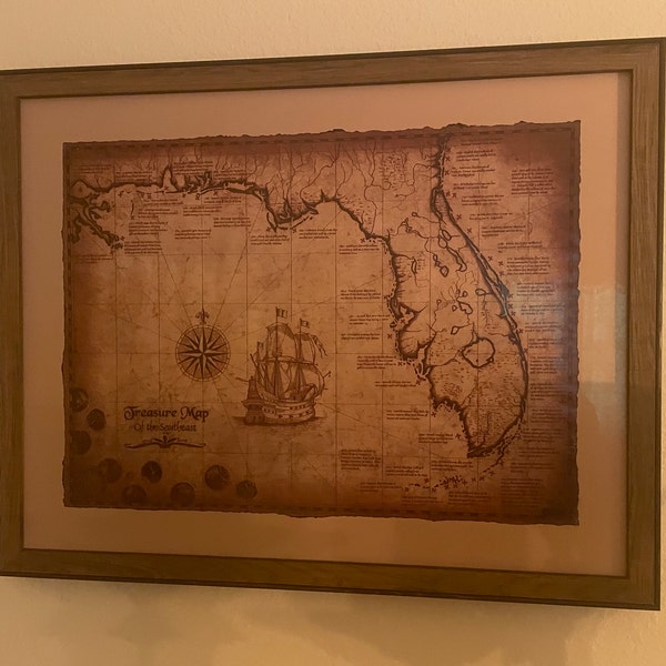 Treasure Map of the Southeast Limited Edition, 16" X 22" Treasure Map ...