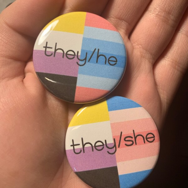 Customizable Pronoun Button | LGBTQ Transgender Nonbinary Pride - Etsy