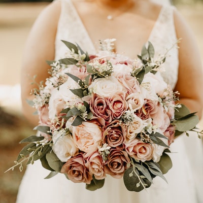 Dusty Rose and Blush Bridal Bouquet, Boho Bouquets, Wedding Flowers ...