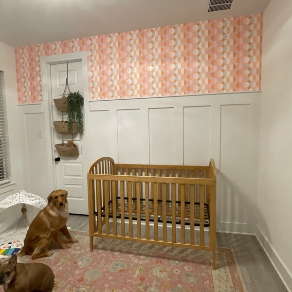 Pastel Retro Removable Peel and Stick Wallpaper - Blush Pink Peach ...