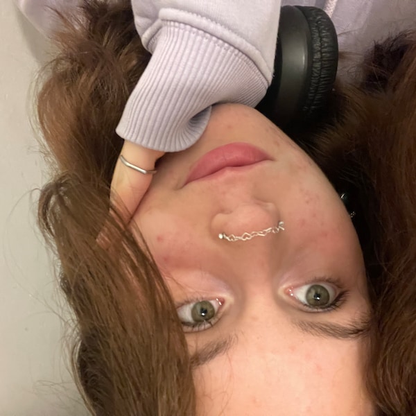 Sterling Silver Heart Shaped Nose Chain, Nose Chain, Nostril Chain ...