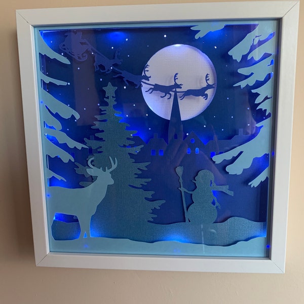 Layered Christmas Shadow Box Svg Files, 3D Christmas Light Box Svg ...