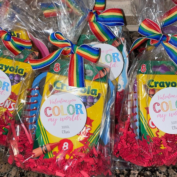 You Color My World Stickers,kids Valentines for School,crayon ...