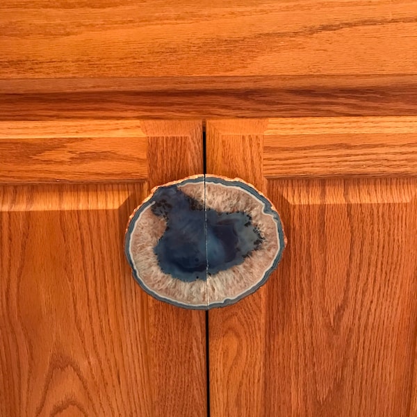 Medium Agate Slice Drawer Pulls Knobs 18K Gold Silver and Copper Leaf Edge NEW COLLECTION Custom ...