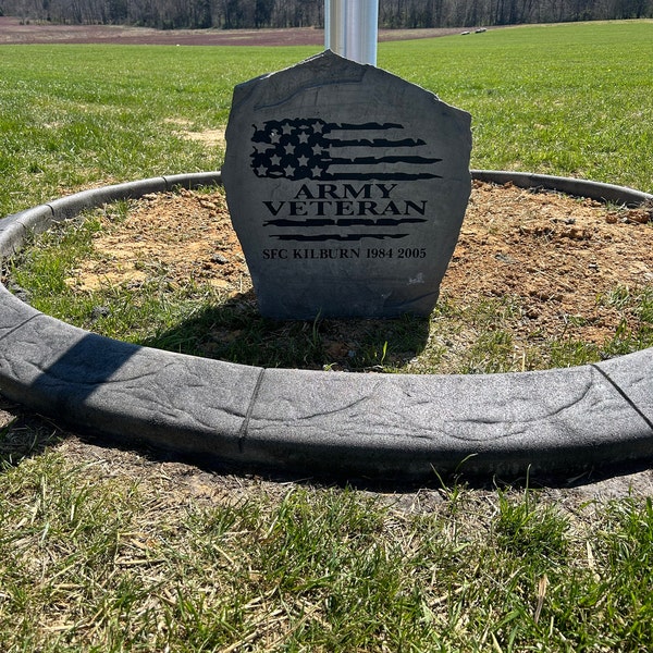 Army Veteran Flag Engraved Stone - Military - Engraved - Veteran Gift ...