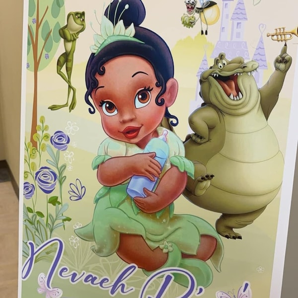 Baby Tiana Welcome Sign, Princess Tiana Welcome Board, Princess Tiana ...