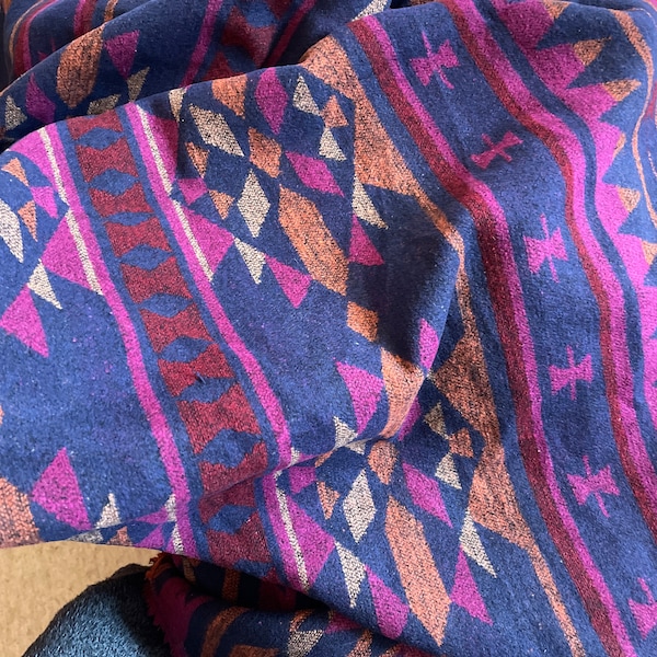 Aztec Wool Fabric by Meter / Southwestern / Printed Wool/ Soft Finish ...