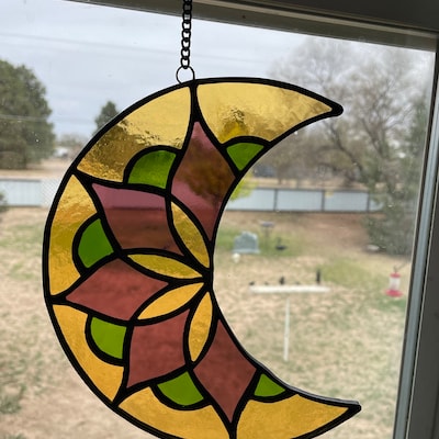 Mandala Moon Stained Glass Pattern, Stained Glass Patterns, Digital ...
