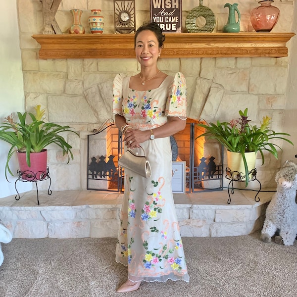 FILIPINIANA Dress Hand-painted and Embroidered Mestiza Maria Clara ...