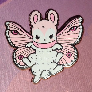 Creepy Cute Moth Rabbit Pin Kitsch Retro Kawaii Bug Bunny as Hard ...