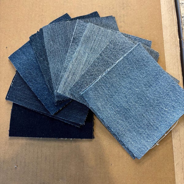 Denim Flowers, 4 Denim Flower Cut Outs, Sew on Denim Patches, Quilting ...