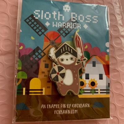 Sloth Enamel Pin, Warrior Sloth Lapel Pin Jewelry, Dnd Christmas Gift ...