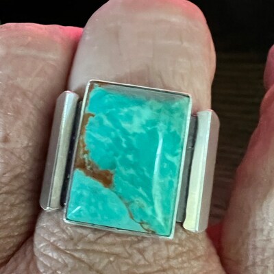 Beth Dutton Inspired Turquoise and Sterling Silver Large Statement Ring ...
